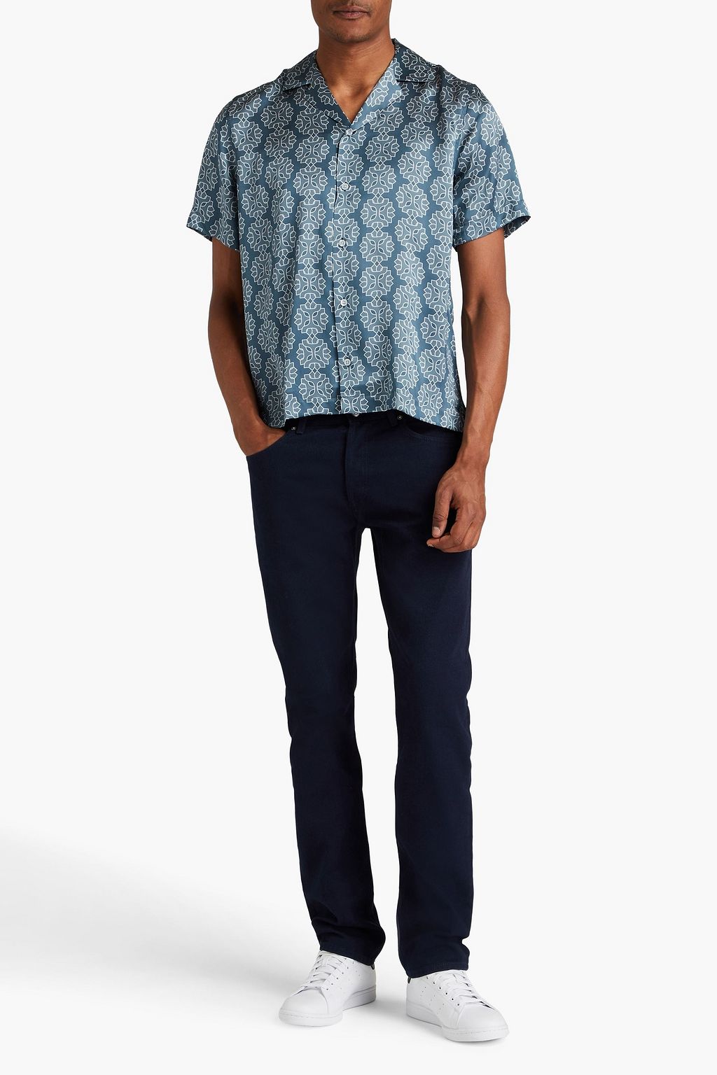 FRESCOBOL CARIOCA Roberto Silk-Satin Shirt – Printed Design for Men ...